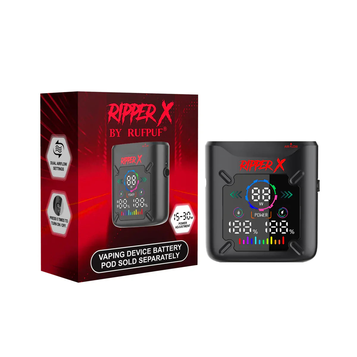 Ripper X Ultra V2 Battery Metallic Black with Red — Fat Panda Webstore